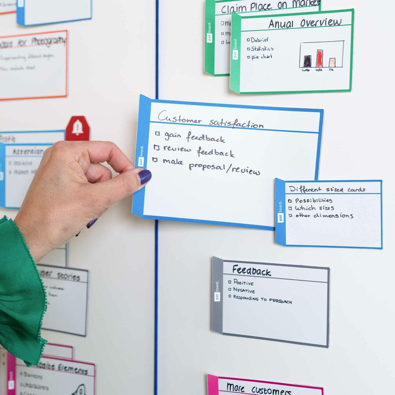 Scrum kanban magneten - Taak Kaarten L (groot) - 6 kleuren - PATboard
